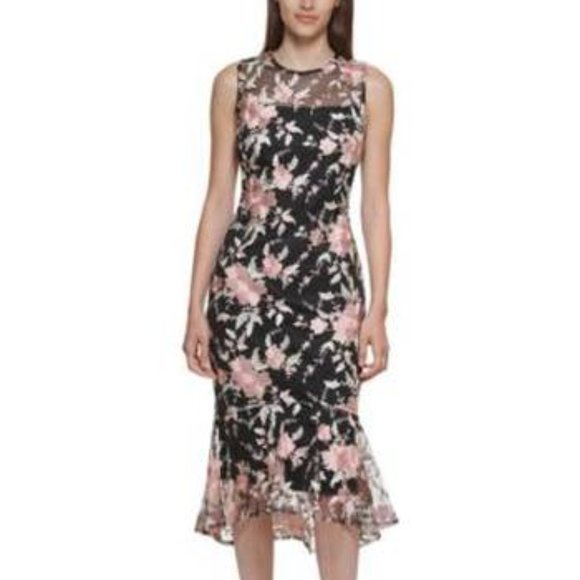 Calvin Klein | Dresses | Nwt Calvin Klein Floral Embroidered Sheath ...